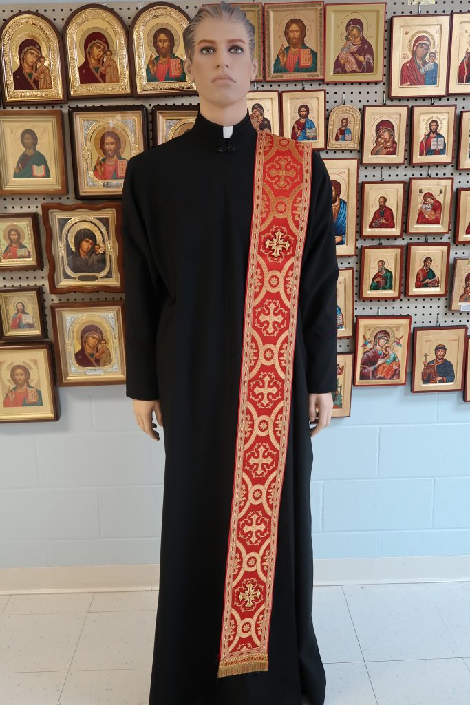 Red/Gold Deacon Orarion – Byzantine Church Supplies