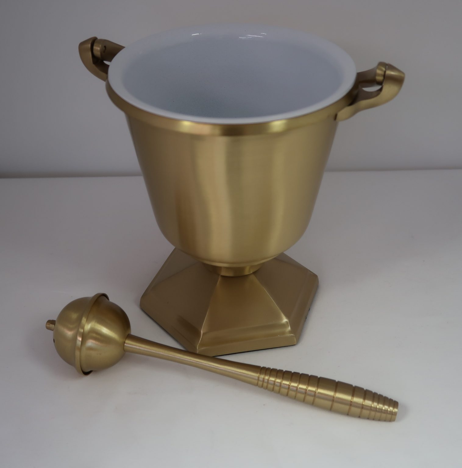 Holy Water Pot and Sprinkler with Liner – Byzantine Church Supplies
