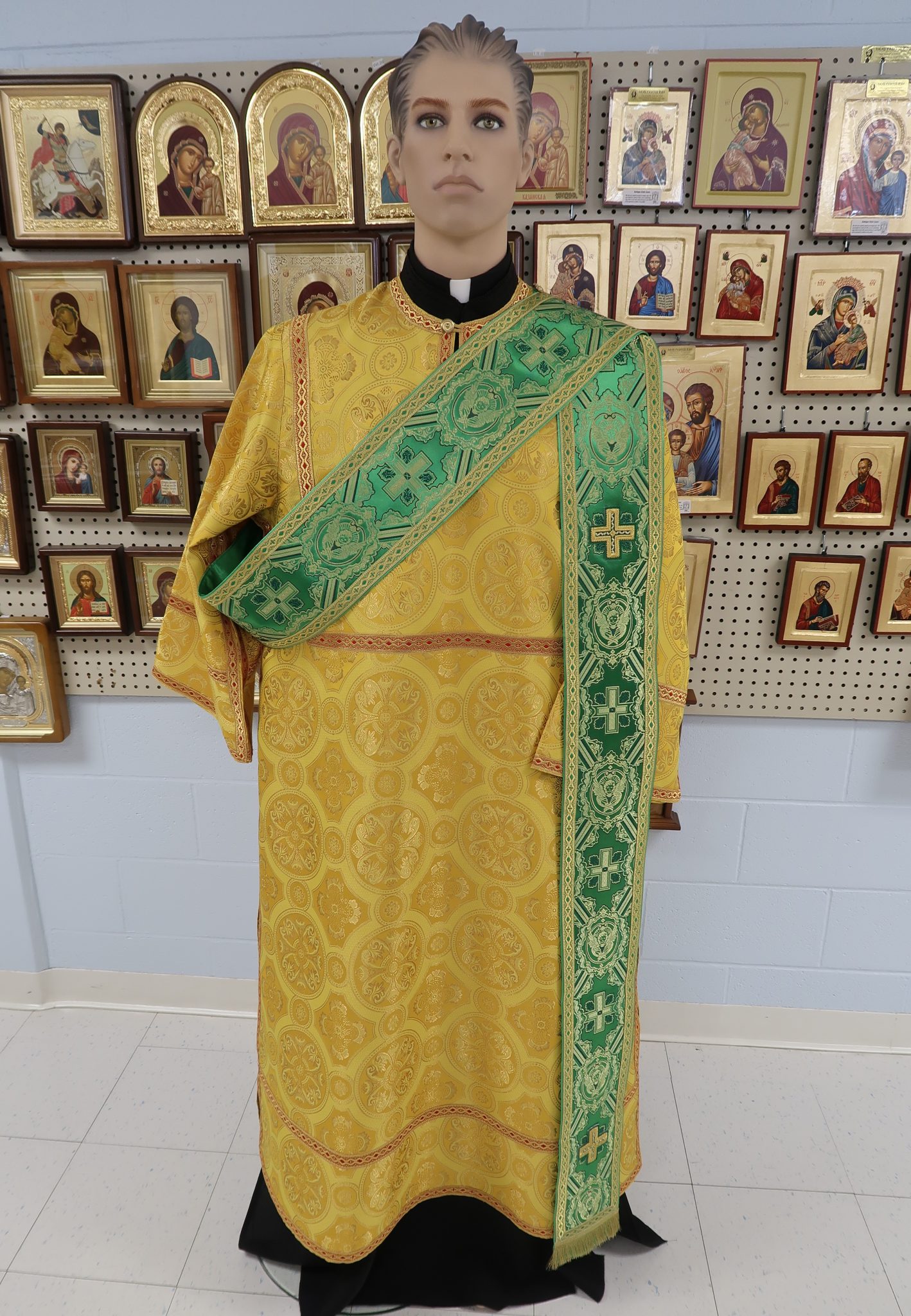 Green/Gold Deacon’s Orarion – Byzantine Church Supplies