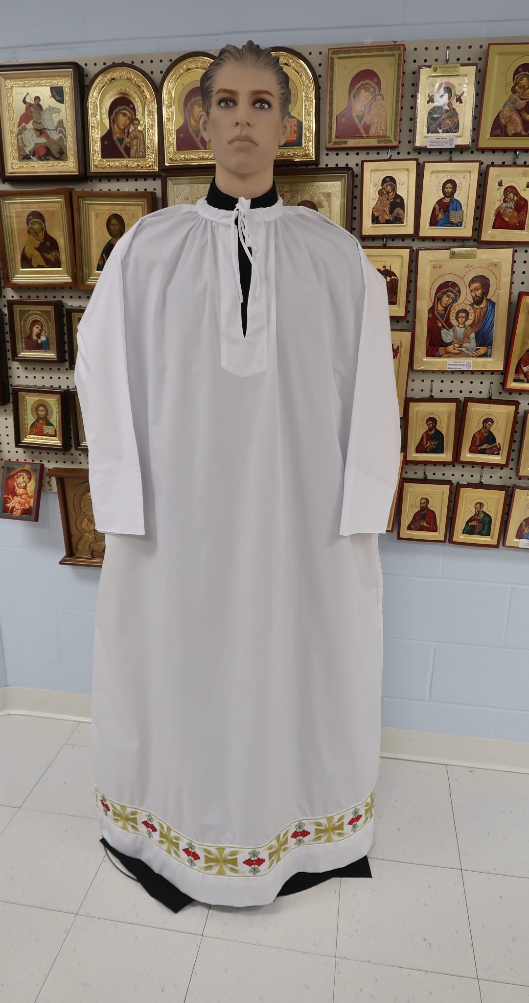 Alb with Multicolor Banding Large Size – Byzantine Church Supplies