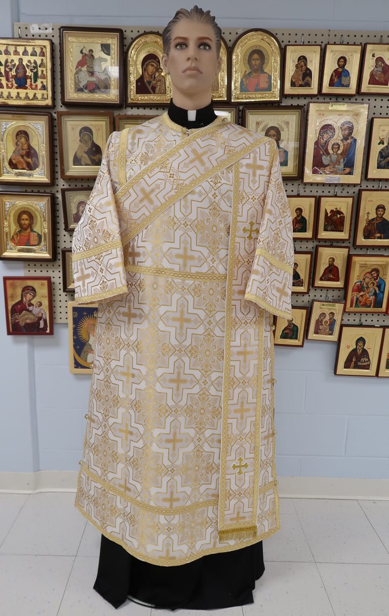 Off White/Gold Deacon Dalmatic Set – Byzantine Church Supplies