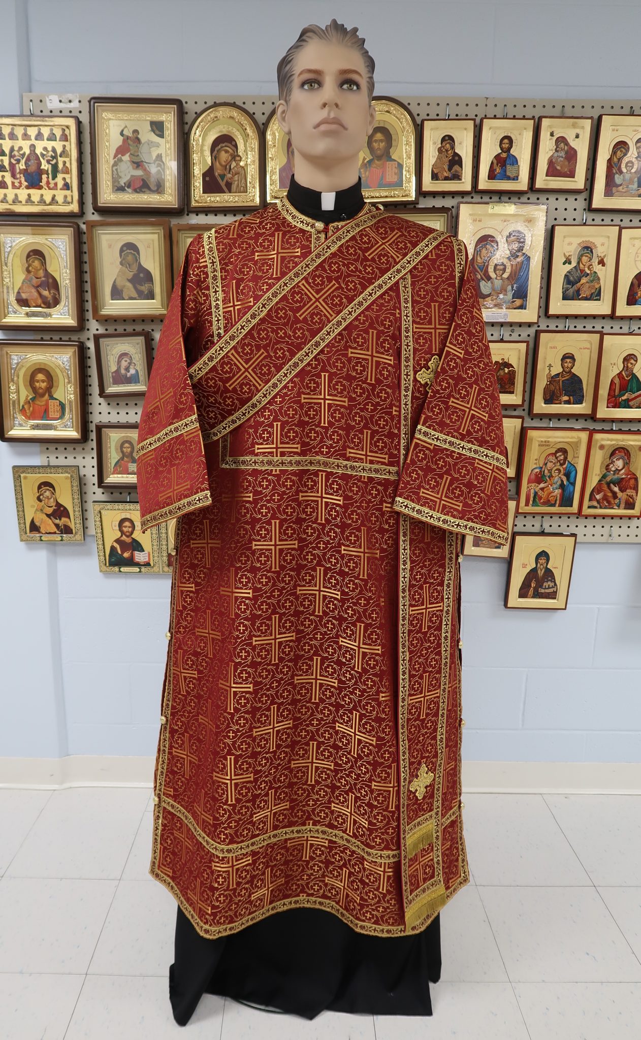 Burgundy/Gold Deacon Dalmatic Set – Byzantine Church Supplies