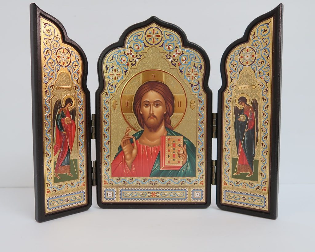 Tryptich Icon of Christ Blessing – Byzantine Church Supplies