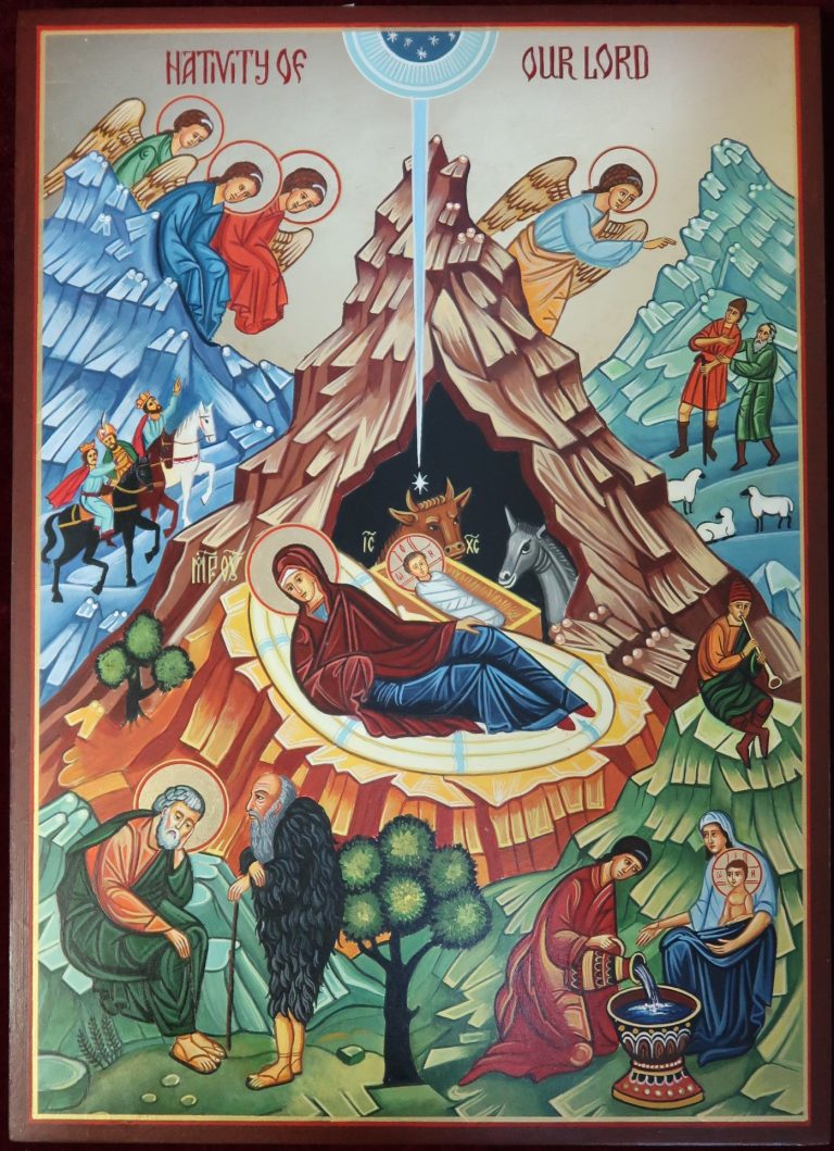 Nativity of Our Lord Hand Painted Icon – Byzantine Church Supplies
